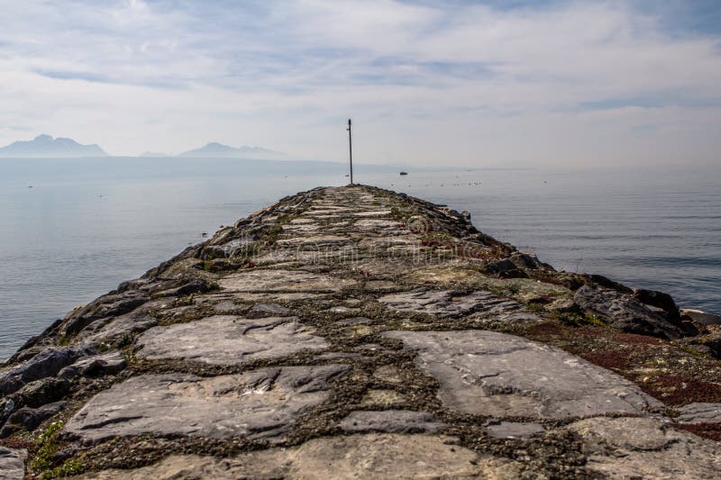 Stone pier stock image. Image of space, alps, relax, morning - 40181705