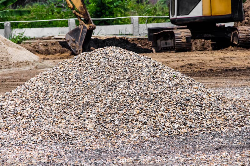 Stone Pile on the Ground in Construction Site Stock Photo - Image of ...