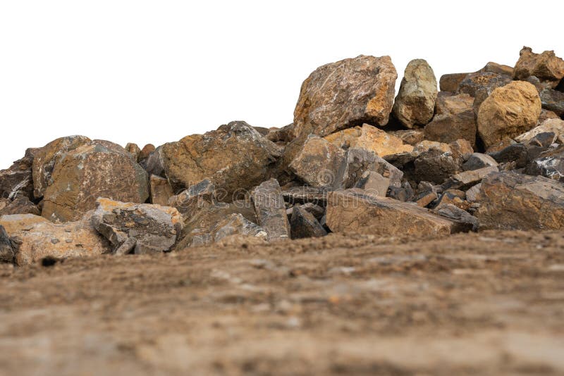 Stone Pile and Ground Isolated on White Background Stock Image - Image ...