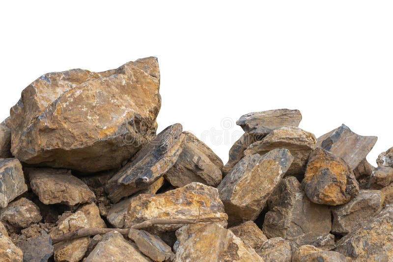 Stone Pile and Ground Isolated on White Background Stock Image - Image ...