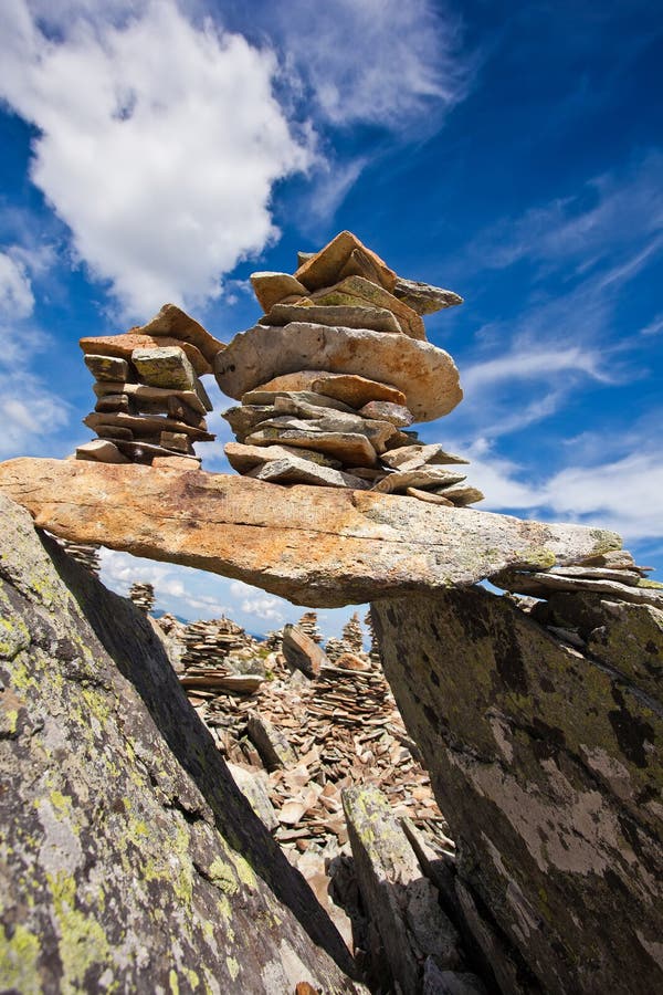 Stone pile on mountain stock photo. Image of leaves, flowers - 33511732