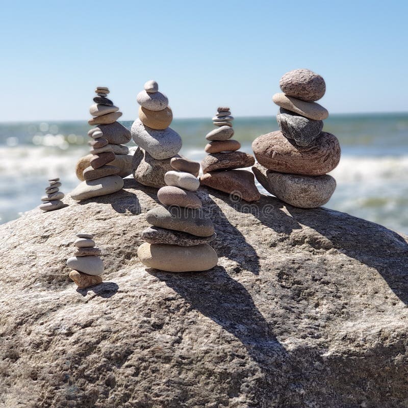 Stone Pile Sea Sun Bright Day Stock Image - Image of pile, stone: 254259273