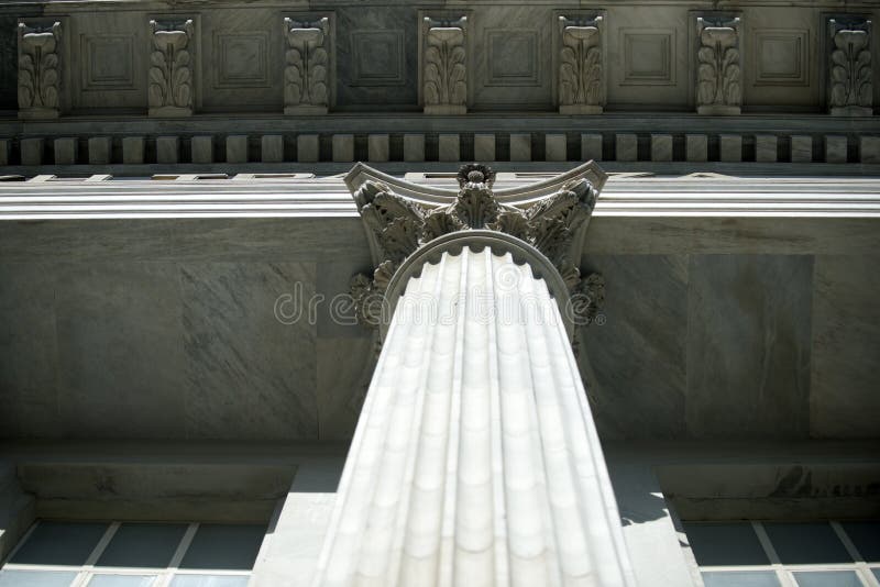 Stone Pillar Bottom View. Column on Marble Background. Architecture ...