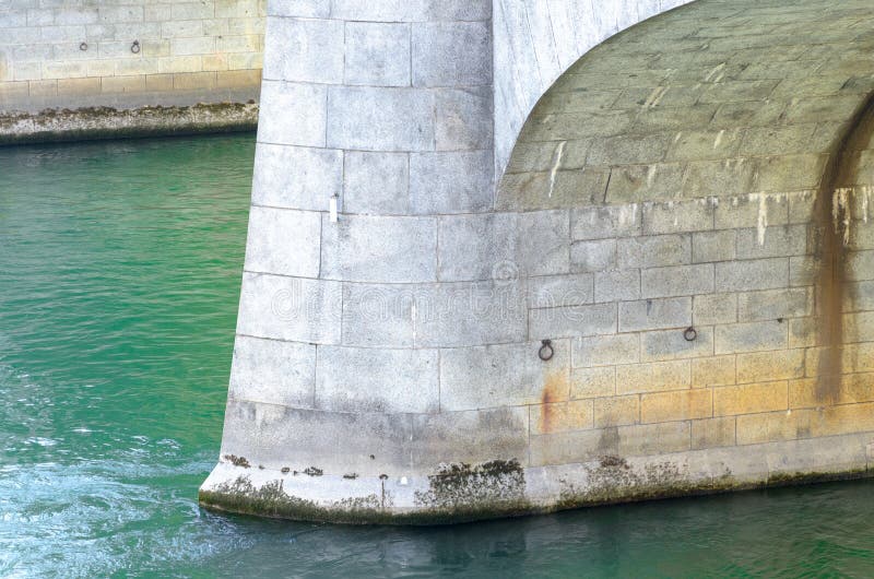 Stone Pillar on a Bridge Support Over a River Stock Image - Image of ...