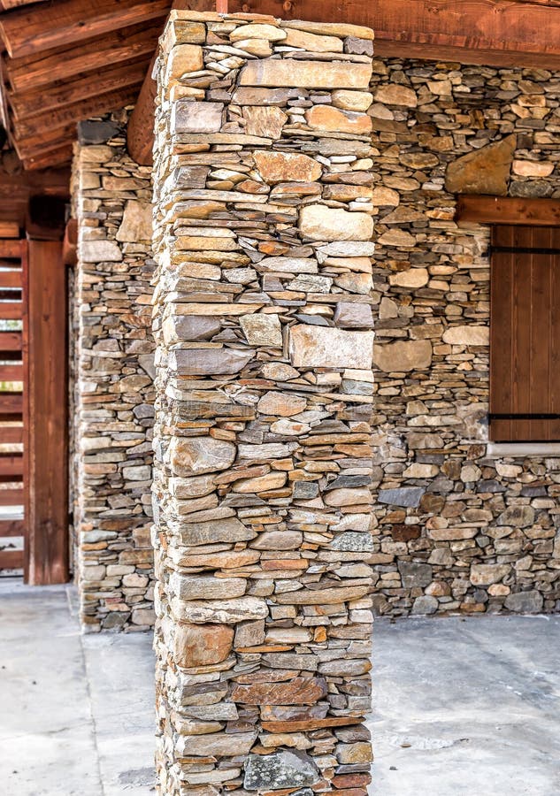 Old Stone Pillar of Abandoned Building. Stock Image - Image of ...