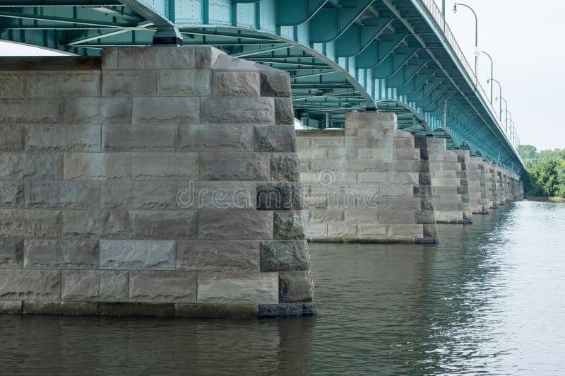 Stone Pillars of a Bridge stock image. Image of road - 101148125