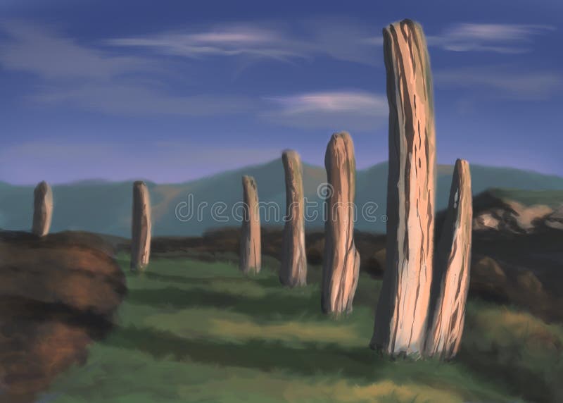 The Stone Pillars Digital Illustration Stock Illustration ...