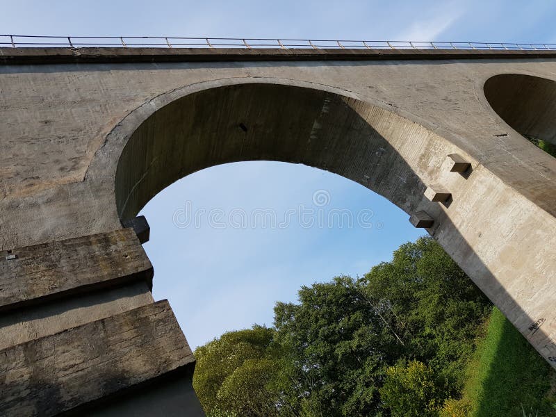 Stone Pillars of the Old Railway Bridge Stock Image - Image of cross ...