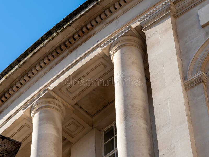 Stone Pillars on Outside of Building Stock Photo - Image of banking ...