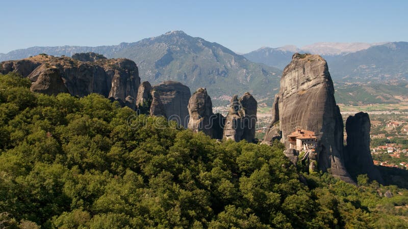 Stone pinnacles in Meteora stock image. Image of monastery - 29308555