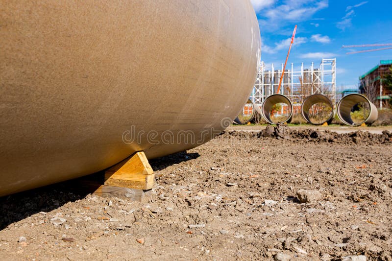Stone Pipes with Resistant Glaze Placed on the Ground Near Construction ...
