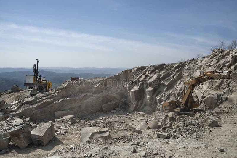 Stone pit - Quarry stock image. Image of machinery, landscape - 39936805