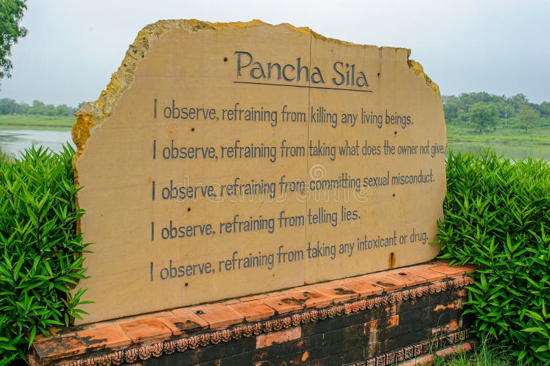 Stone Plaque Panchshil the Five Precepts or Five Rules of Training ...