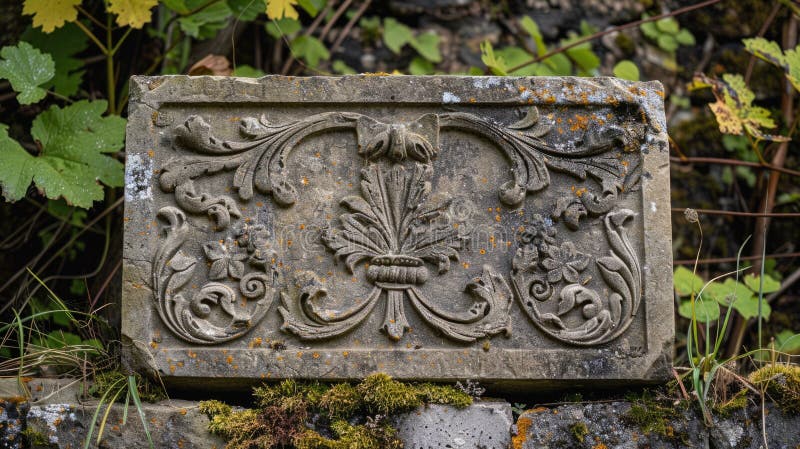 A Stone Plaque Sitting on Top of a Stone Wall, Providing a Place for ...