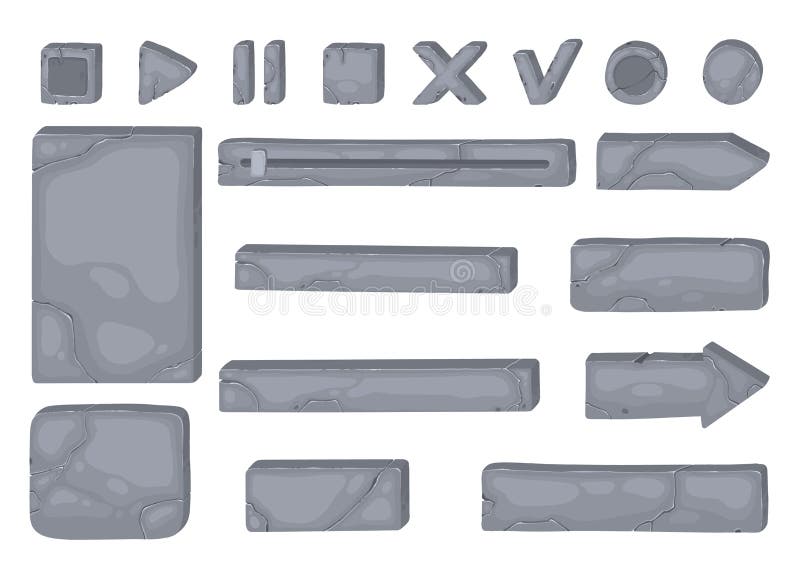 Stone Plates, Boards, Banners for Games. GUI Design Elements Set Stock ...