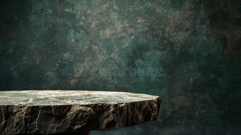 Stone Platform Against a Textured Green Wall Stock Illustration ...