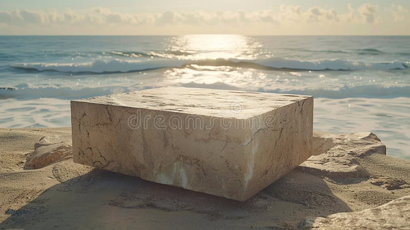 Stone Platform on Beach with Ocean View Stock Illustration ...