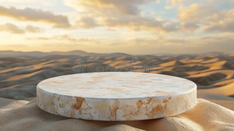 Stone Platform in Desert Landscape at Sunset Stock Image - Image of ...