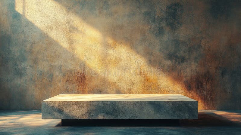 Stone Platform Display with Golden Sunlight and Rough Texture Stock ...