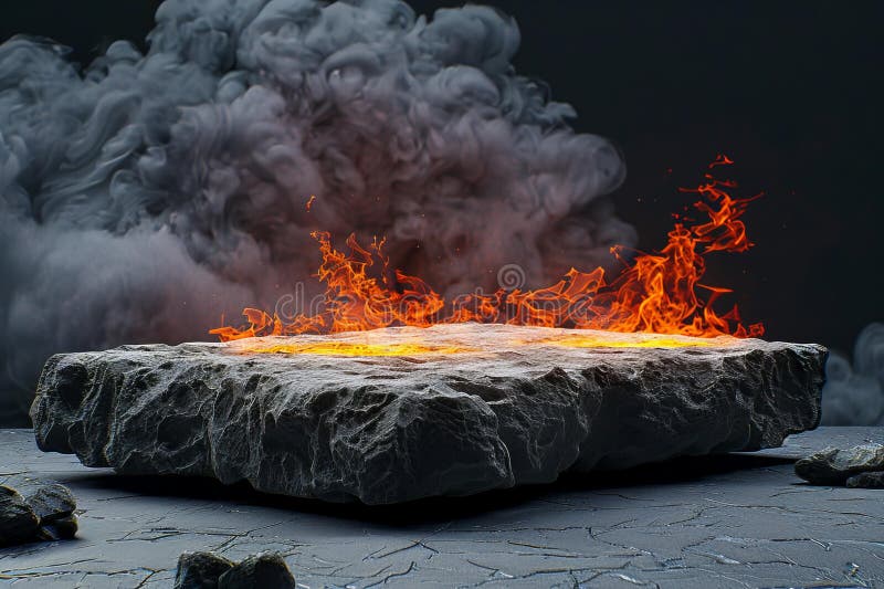 A Stone Platform with Fire Coming Out of it, High Quality, High ...