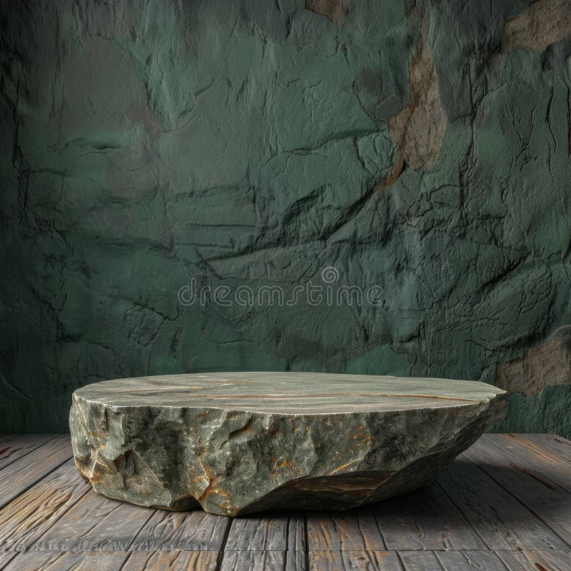 Stone Platform in Front of Rough Green Wall Stock Illustration ...