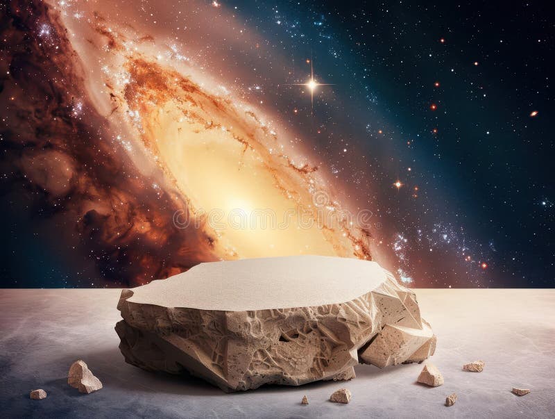 Stone Platform with a Galaxy Background for Product Display Stock ...
