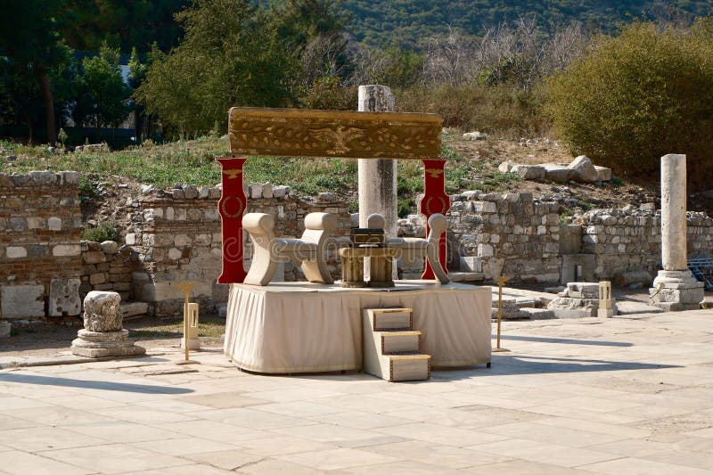 A Platform at the Ancient Ruins in Ephesus Stock Image - Image of ruins ...
