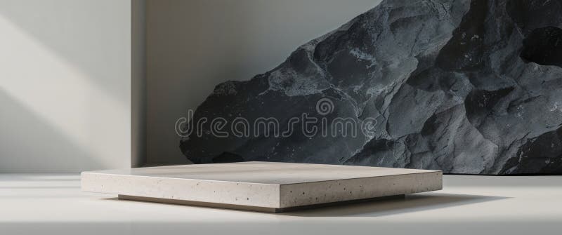 Stone Platform Mockup with Dark Rock Background for Product Display ...