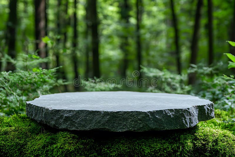 Stone Platform in Tropical Forest for Product Presentation and Green ...