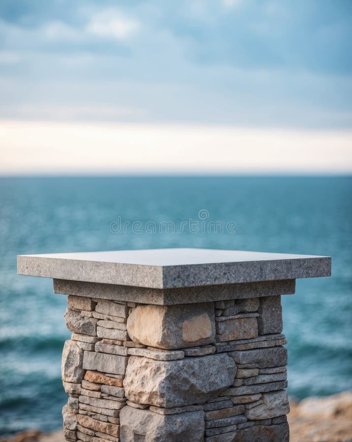 Stone Platform Overlooking Ocean. Seaside Display for Your Creative ...