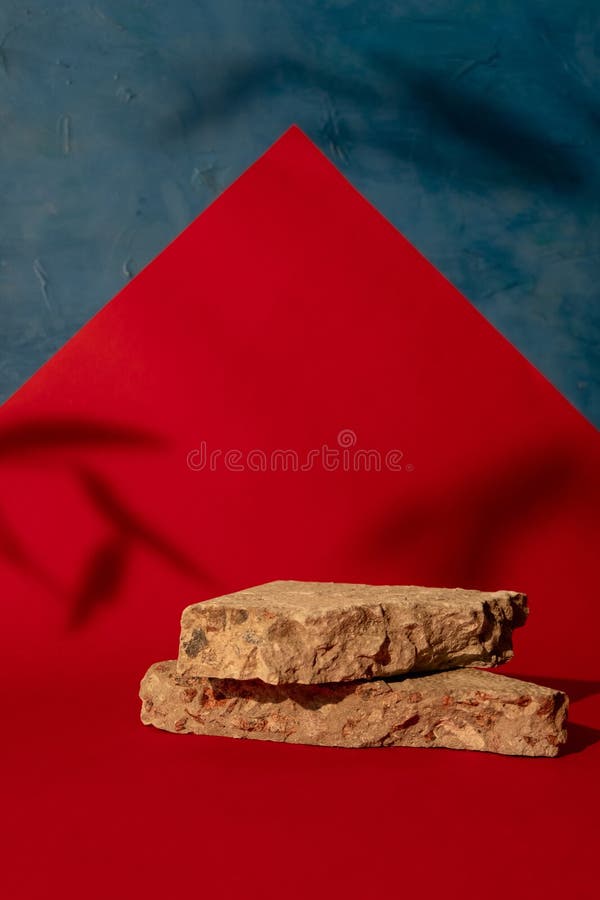 Stone Platform Product Placement Rock Stack on Red Stock Photo - Image ...