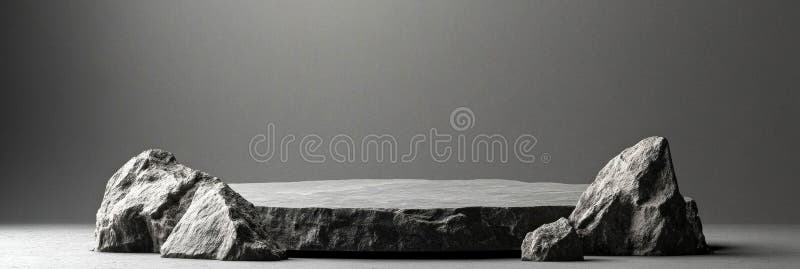 Stone Platform with Rocks on Neutral Background Stock Illustration ...