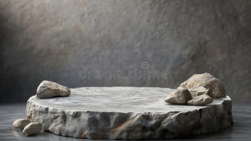 Stone Platform with Scattered Rocks, Textured Surface, Natural Lighting ...