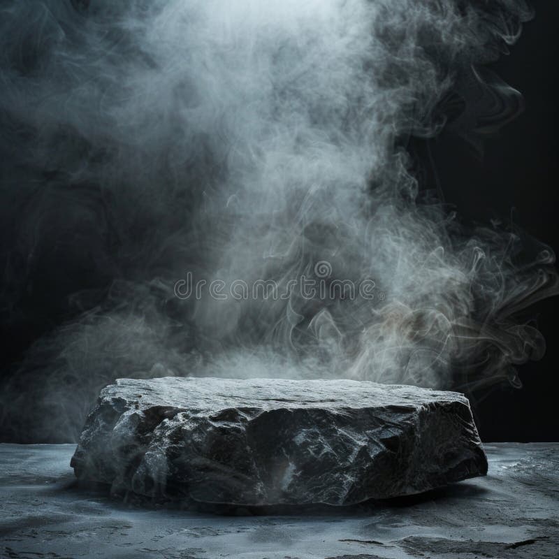 Stone Platform with Smoke and Black Background Stock Illustration ...