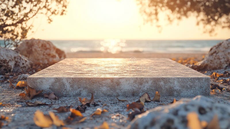 Stone Platform in Tropical Forest for Product Presentation and Green ...