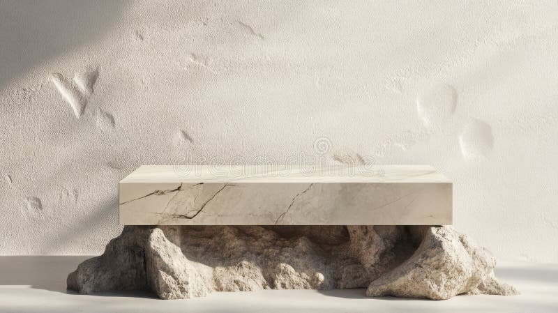 Stone Podium and Cracked Rock Platform, Light and Texture in Harmony ...
