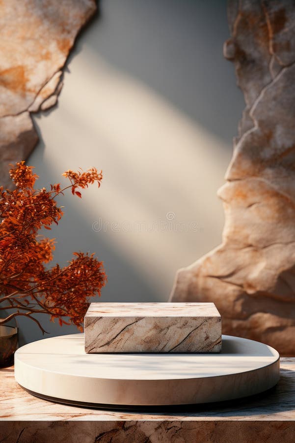 Stone Podium for the Demonstration of Eco-products Stock Illustration - Illustration of modern ...