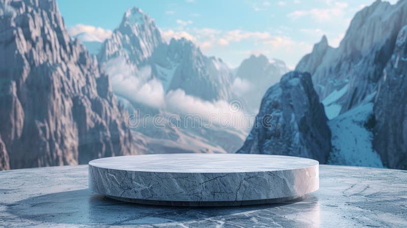Stone Podium with Mountain Backdrop Stock Illustration - Illustration ...