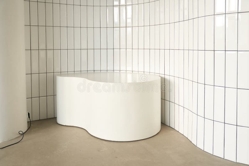 The Stone Podium is White. the Background of Modern Design is an Empty ...