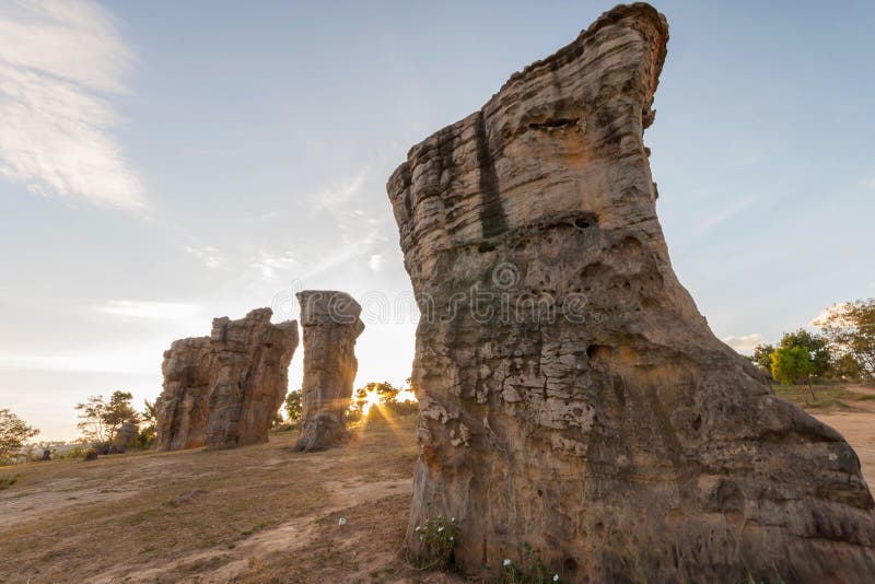 Stone pole in the forest stock photo. Image of park, pattern - 70867878