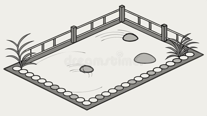 Stone Pond Design, Zen Garden Element and Peaceful Water Feature Vector ...