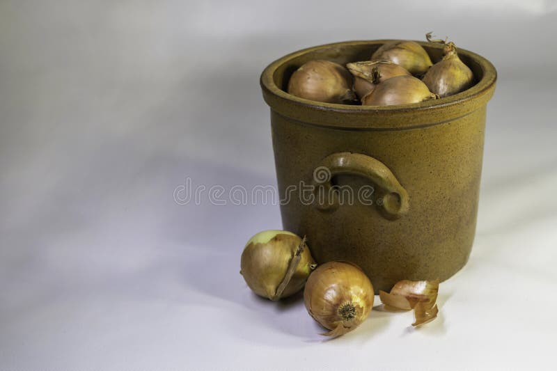 Stone Pot in Which Onions are Stored Stock Photo - Image of white ...
