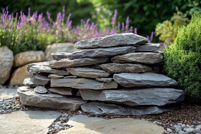 Stone Pyramid Adding Visual Interest and Texture To a Garden Landscape ...