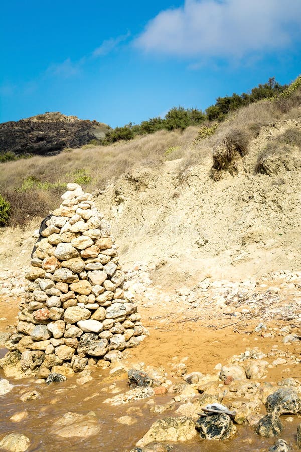 Stone Pyramid on the Beach, Malta Stock Image - Image of health, cairn ...