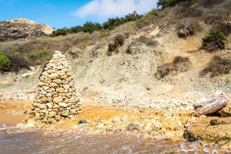 Stone Pyramid on the Beach, Malta Stock Image - Image of health, cairn ...