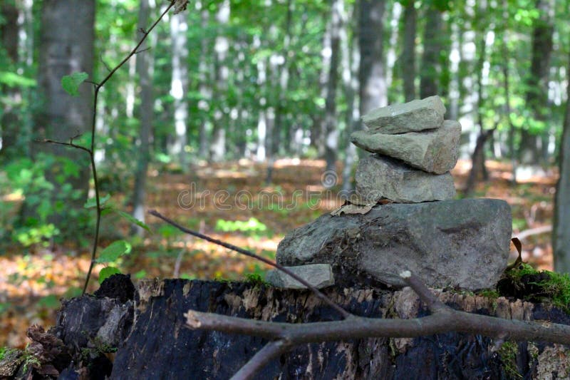 Stone Pyramid in the Forest Stock Photo - Image of meditation, october ...