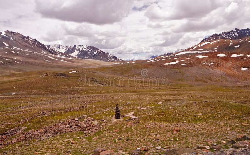 Stone Pyramid on the High Mountain Pass Stock Image - Image of autumn ...