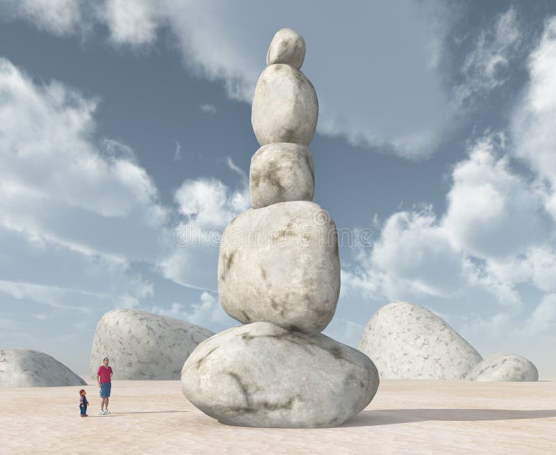 Stone Pyramid in a Landscape Stock Illustration - Illustration of rock ...