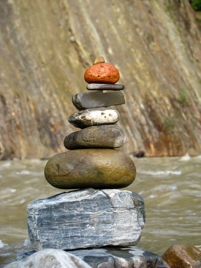 Stone pyramid stock image. Image of rest, orange, round - 44007731