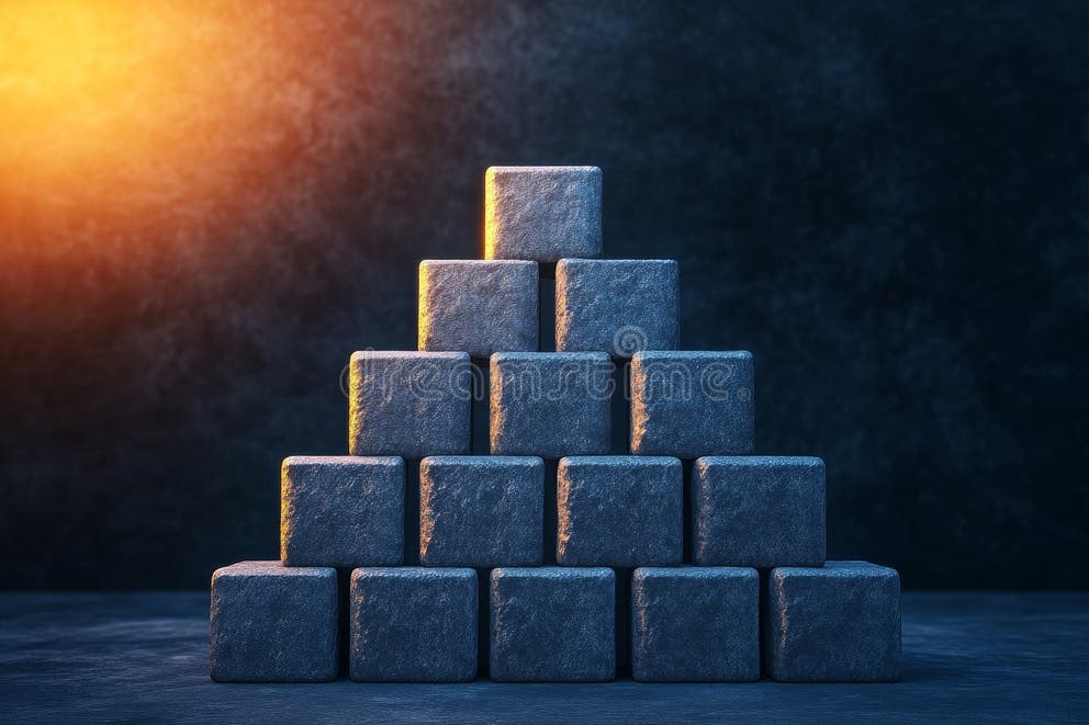 Stone Pyramid Structure Pyramid of Grey Stone Blocks Success Growth ...